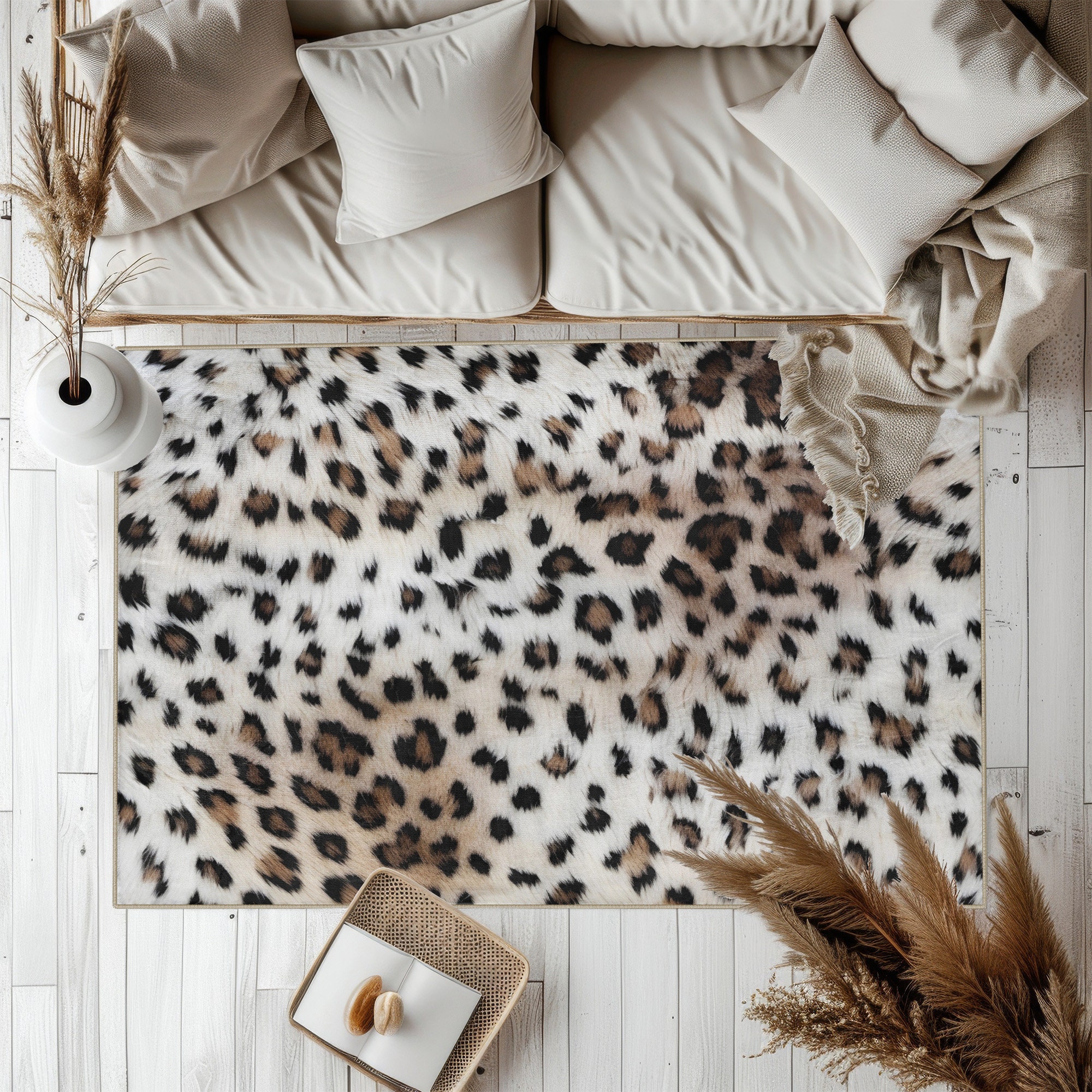 Large Leopard Rug, Animal Print Area Carpet, Eclectic Room Decor ...