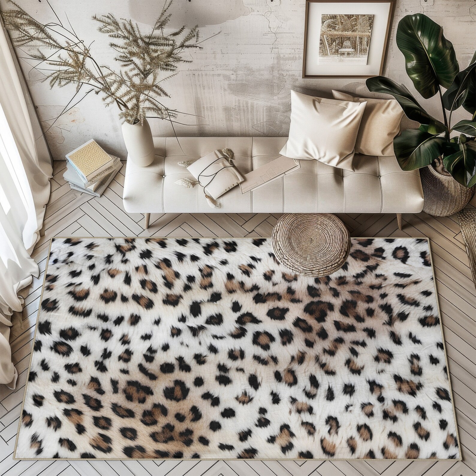 Large Leopard Rug, Animal Print Area Carpet, Eclectic Room Decor ...