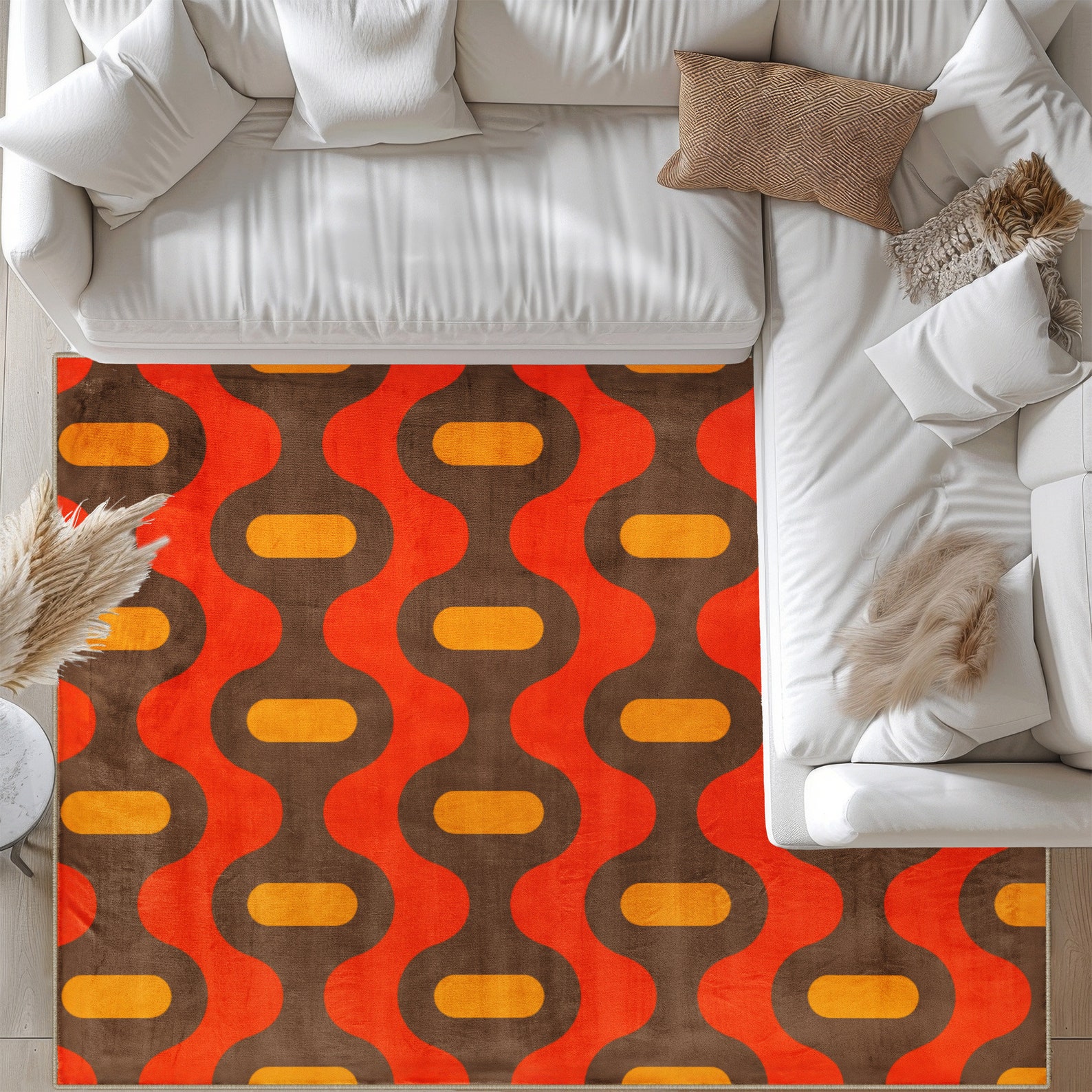 Retro Style Carpets, Neutral Tones, Vintage Inspired Area Rug, Living ...