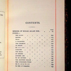 1890 Rare Book Poems by Edgar Allan Poe Including the Raven, Annabel ...