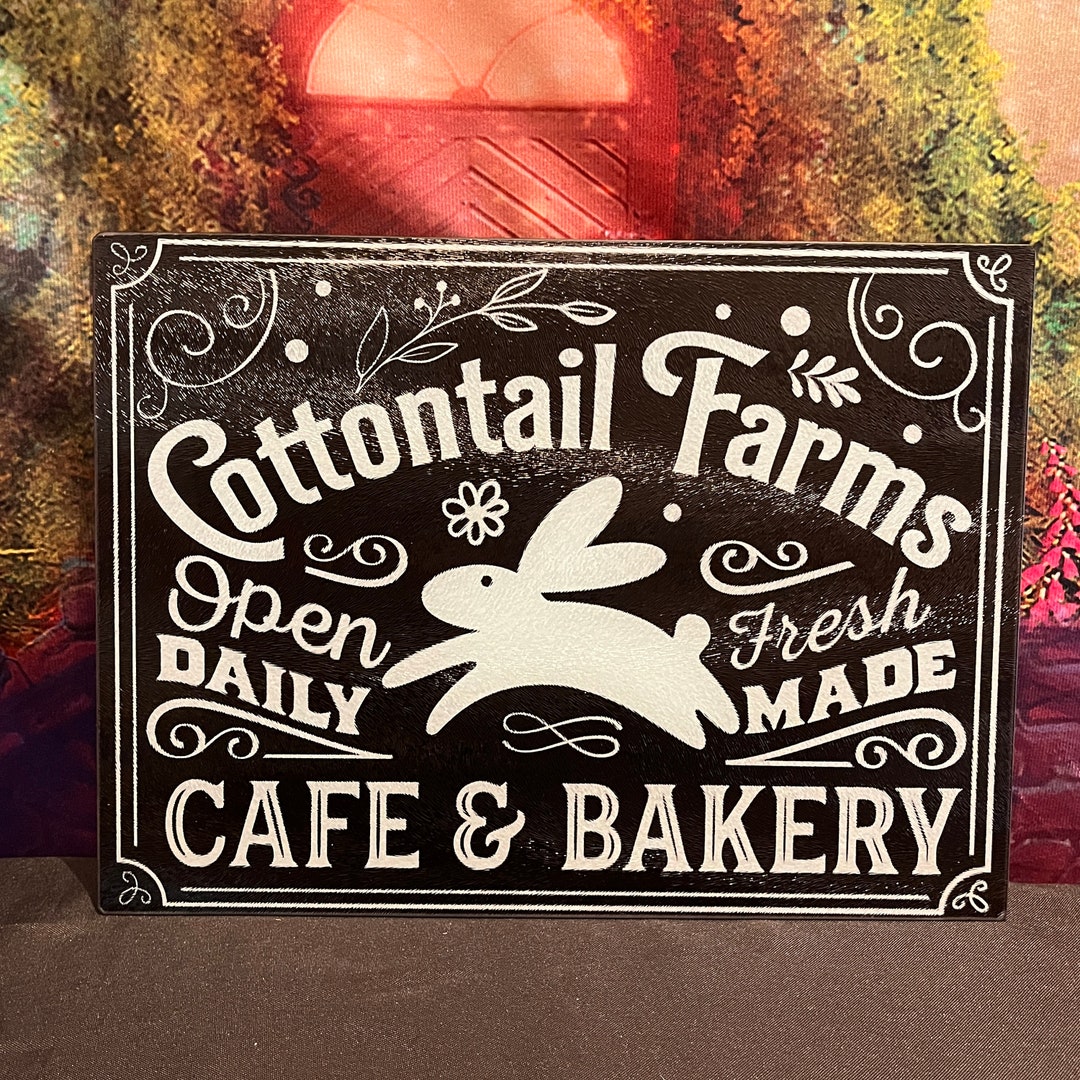 Cottontail Farms Cafe & Bakery, Easter Bunny Themed Large Glass Cutting ...