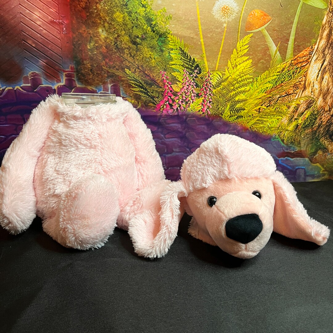 Pink Poodle Dog Stash Jar Plush, Upcycled Stuffed Animal, 8oz Glass Jar ...