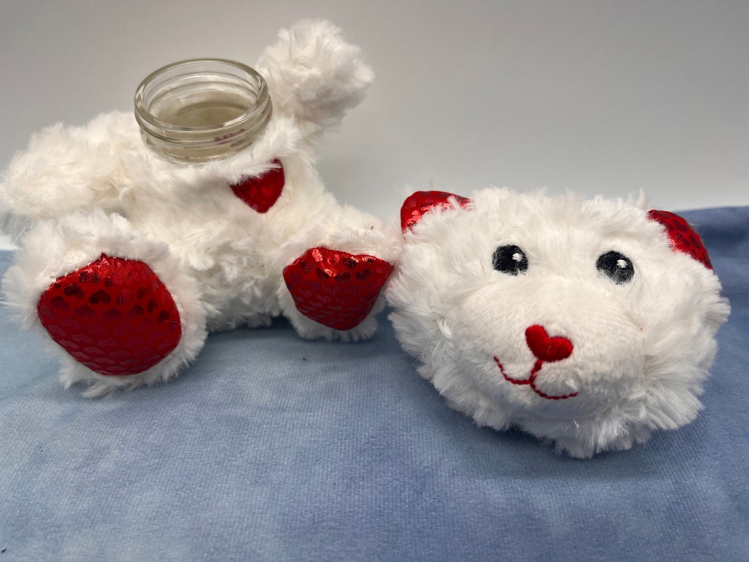 Mini Pink Teddy Bear Stash Jar Plush, Upcycled Stuffed Animal, Small ...