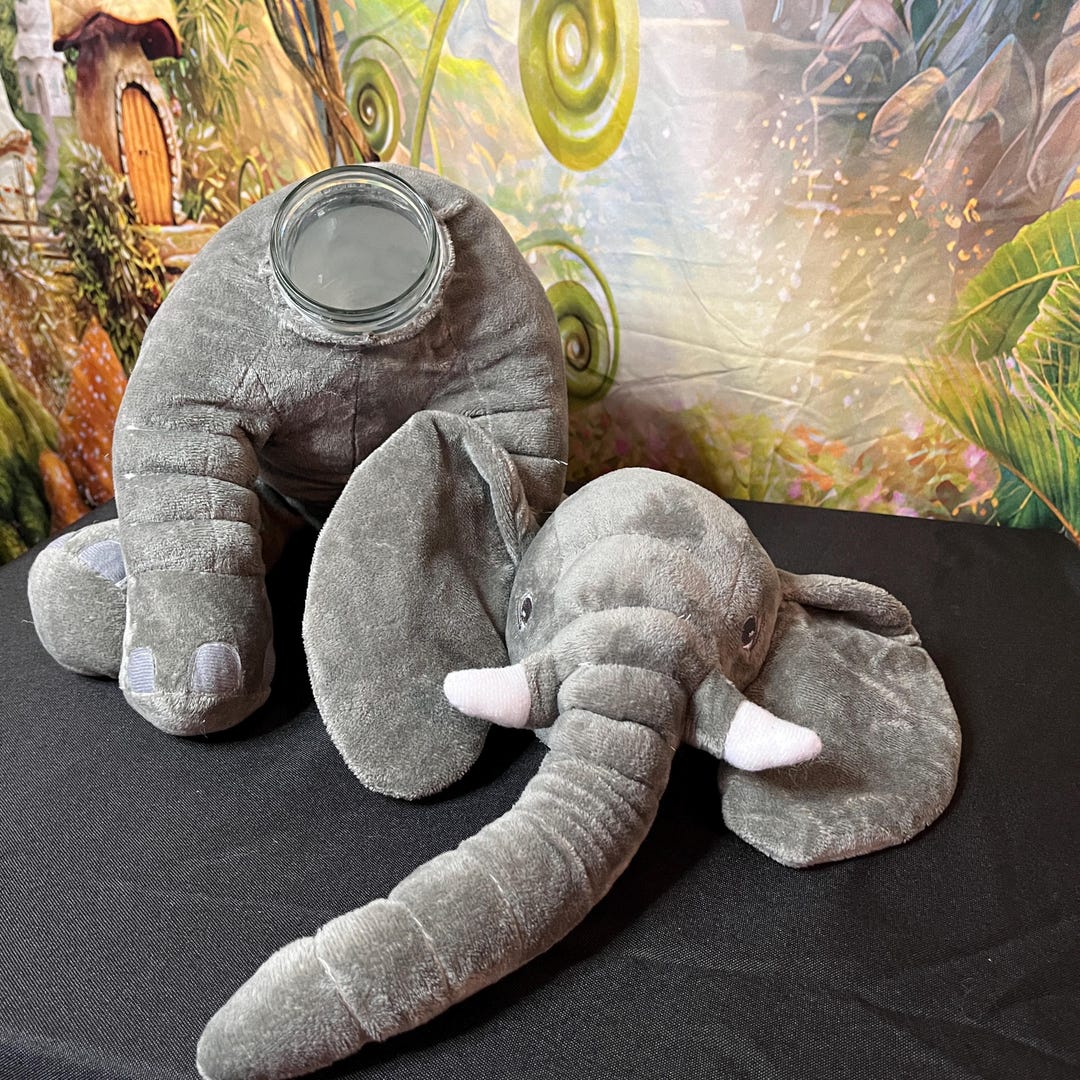 Large Gray Elephant Stash Jar Plush, Upcycled Stuffed Animal, Large ...