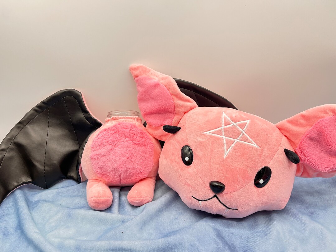 Extra Large Gothic Bat Stash Jar Plush, Pink & Black, Inverted ...