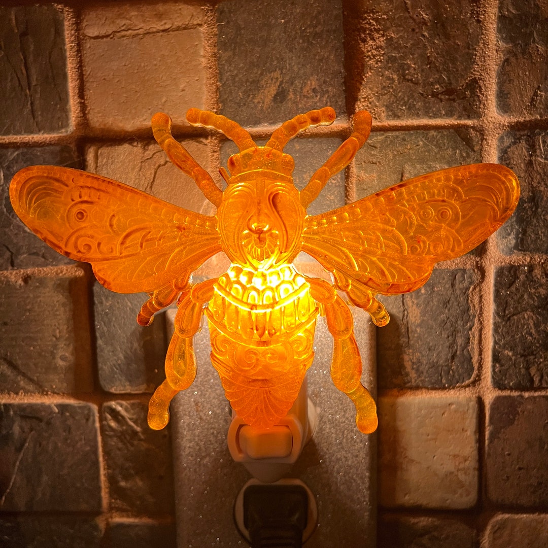 Yellow Bee Nightlight, Handmade From Resin, Plugs Into Standard Outlet ...