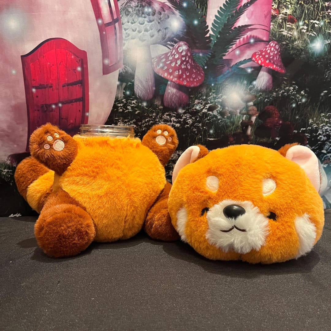 Red Panda Stash Jar Plush, Orange and White, Upcycled Stuffed Animal ...