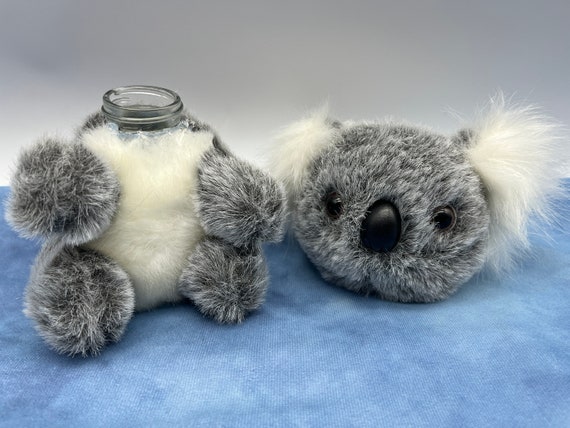 Koala Stash Jar Plush Upcycled Stuffed Animal White or Gray - Etsy