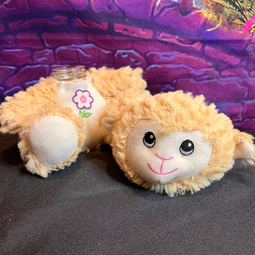 Mini Lamb Stash Jar Plush, Upcycled Stuffed Animal, Beige W/flower ...