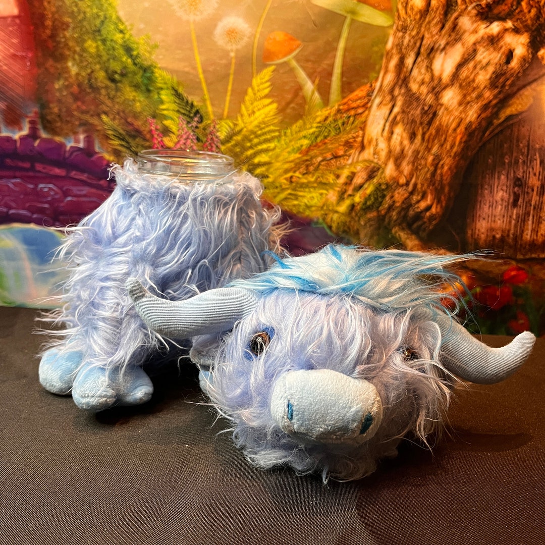 Blue Highland Cow Stash Jar Plush Upcycled Stuffed Animal - Etsy