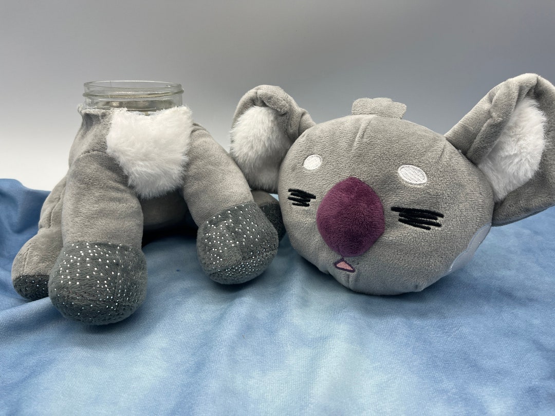 Grey Koala Stash Jar Plush, Anime Style, Upcycled Stuffed Animal, Glass ...