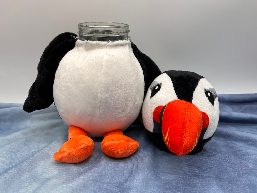 Puffin Stash Jar Plush, Upcycled Stuffed Animal, Maine State Bird, 16 ...