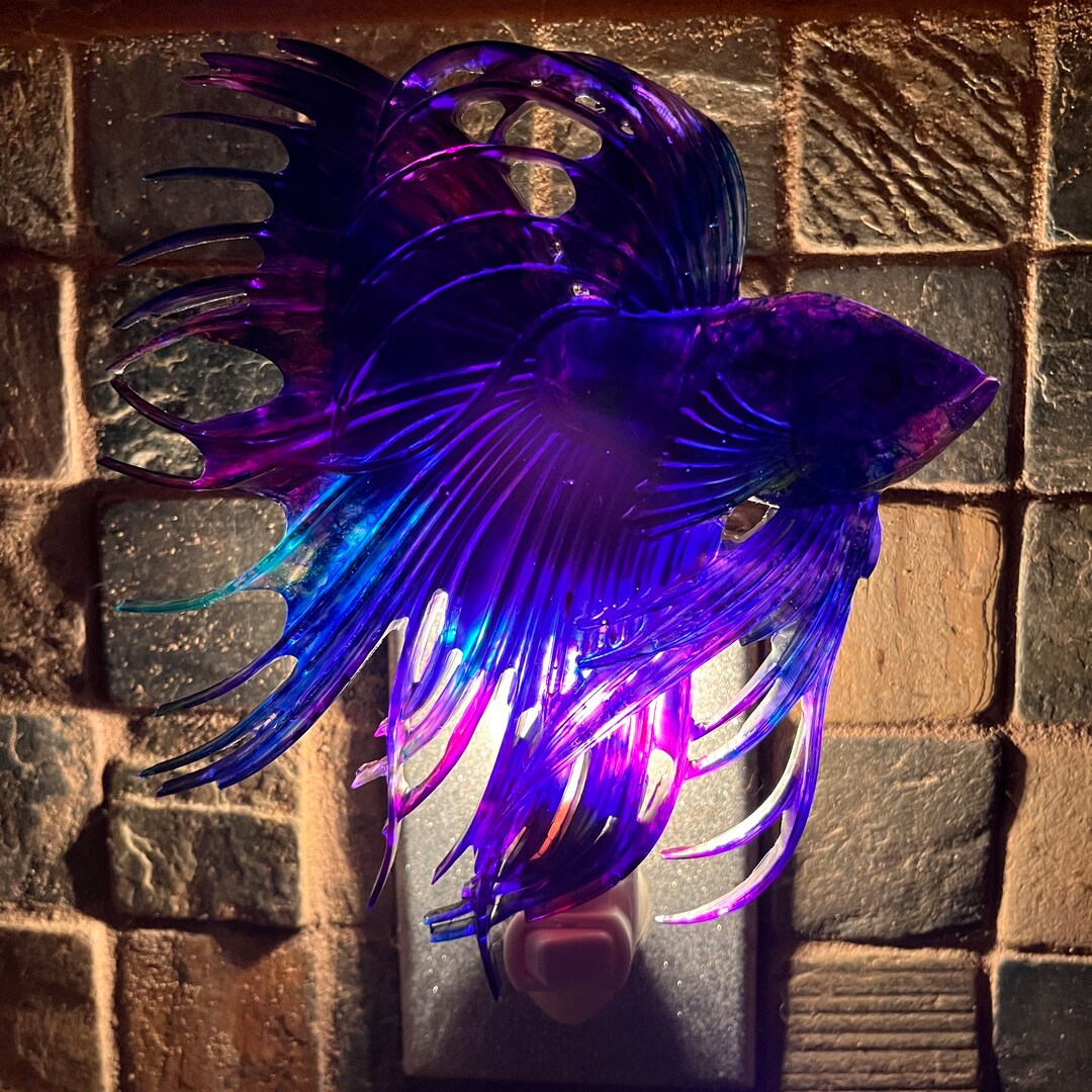 Extra Large Betta Fish Nightlight Blues and Purple Handmade - Etsy