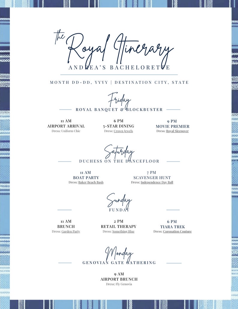 The Princess Diaries Theme Bachelorette Party Template - Etsy