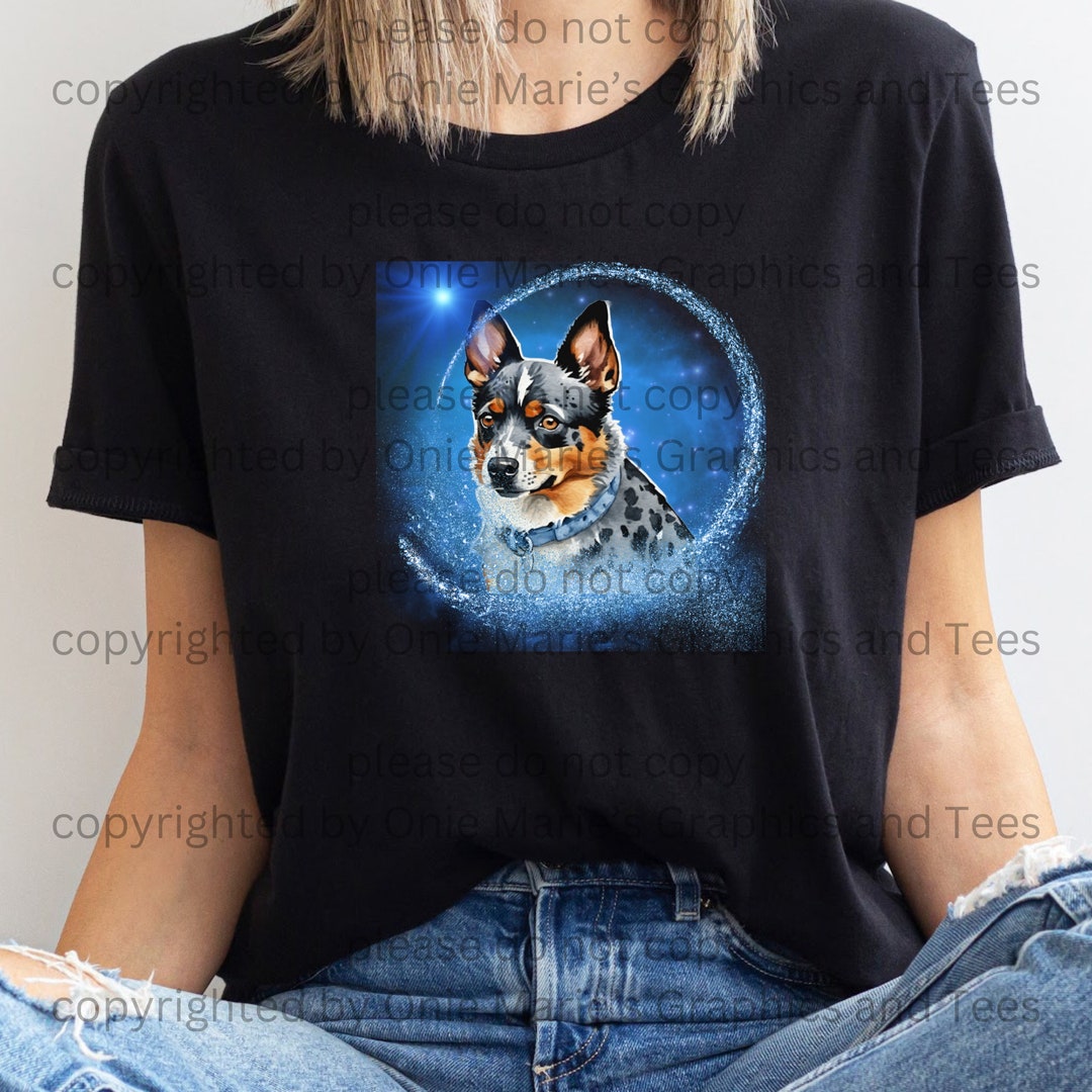 Blue Heeler Blue Stars Blue Glitter T Shirt Design Digital Prints ...