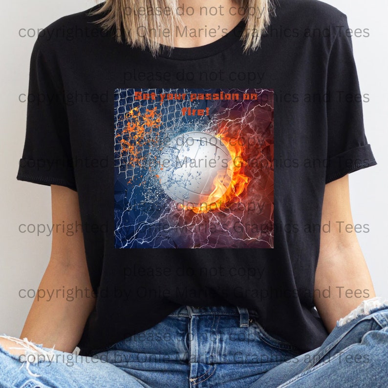 Volleyball Fire Shirt Design Digital Print Digital Transfer DFT ...