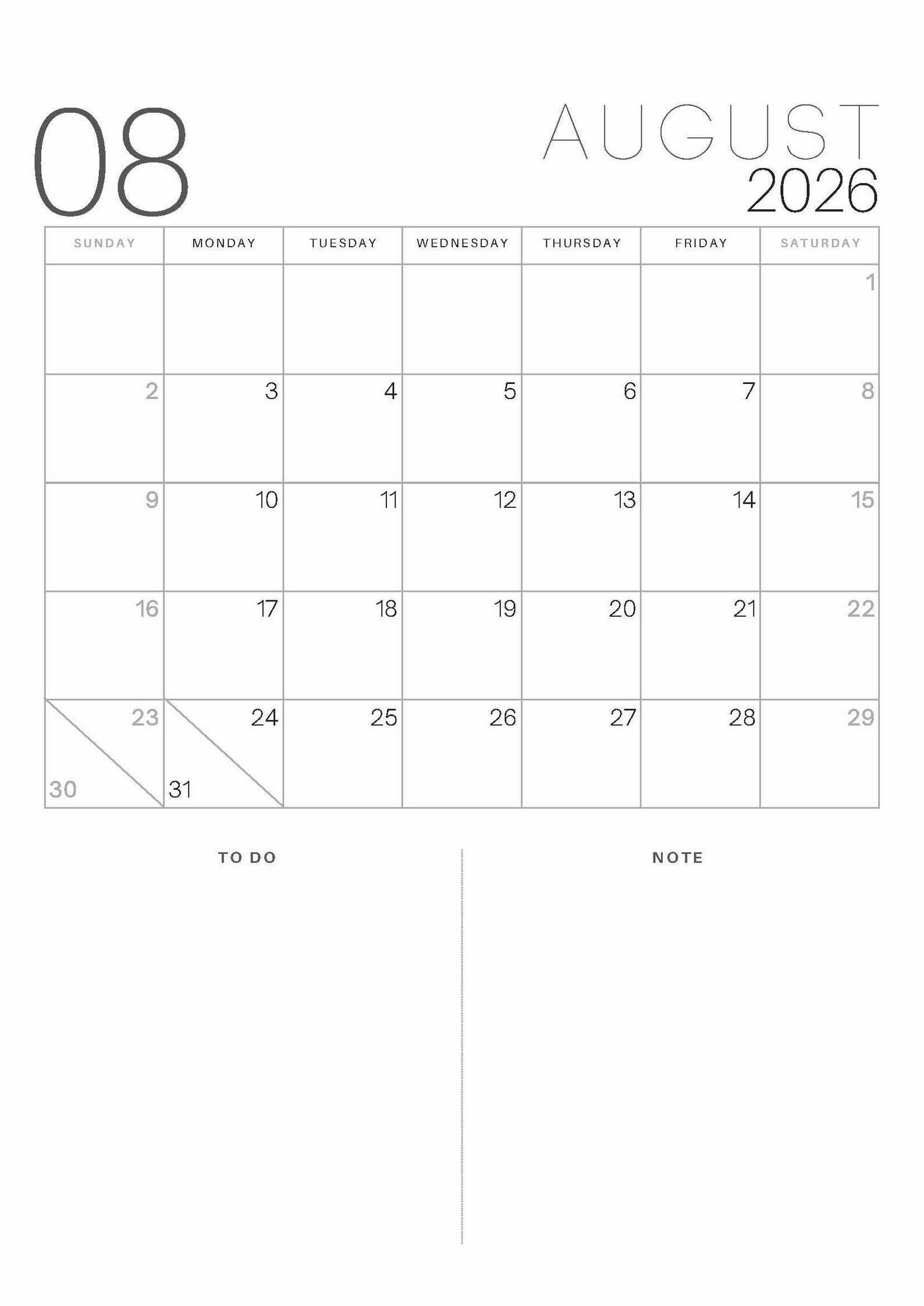 2026 Daily Planner | Black and White Minimalist Lines Agenda | Simple ...