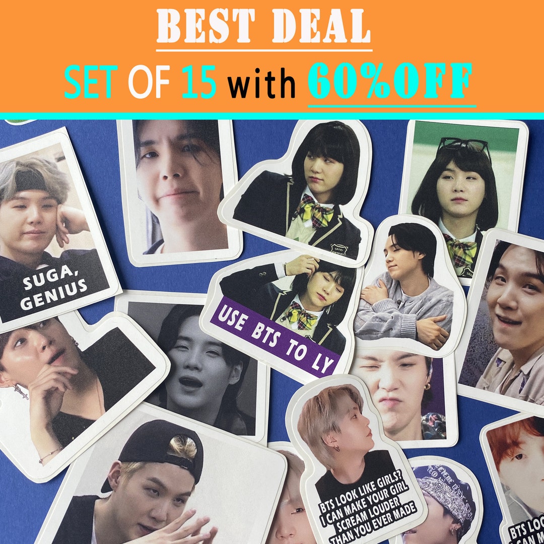 60% off 15pcs Agust D Suga BTS Meme Stickers Set, Yoongi Bts Merch ...