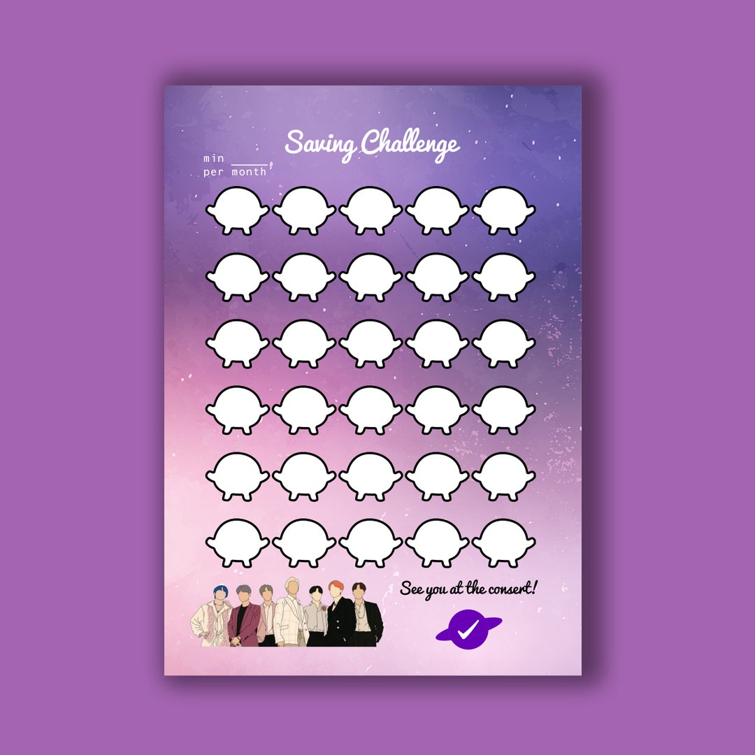 Shooky BT21 BTS Poster Money Savings Challenge Bangtan Savings Tracker ...
