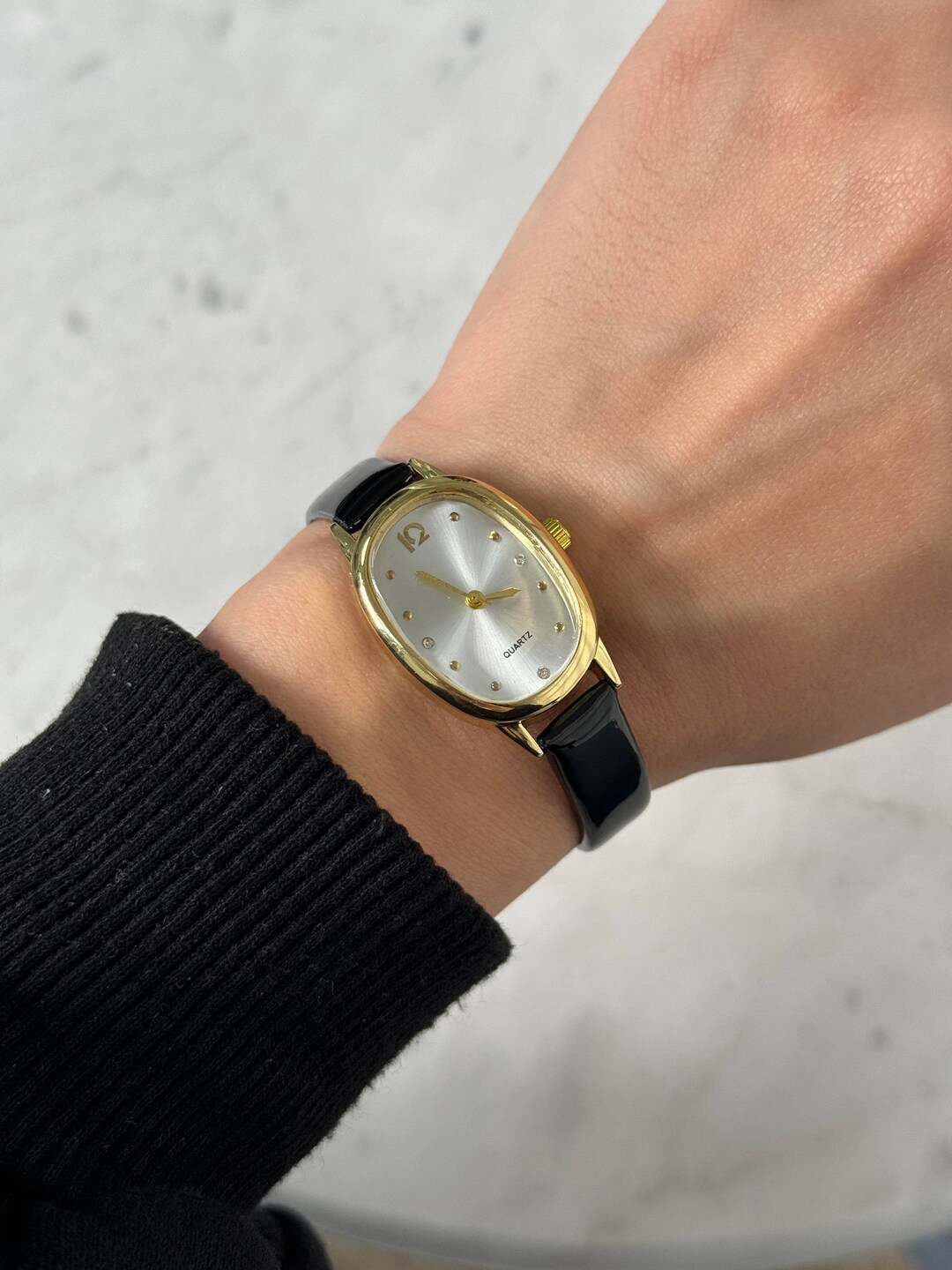 Minimal Special Series Patent Leather Shiny Leather Black Color Vintage ...