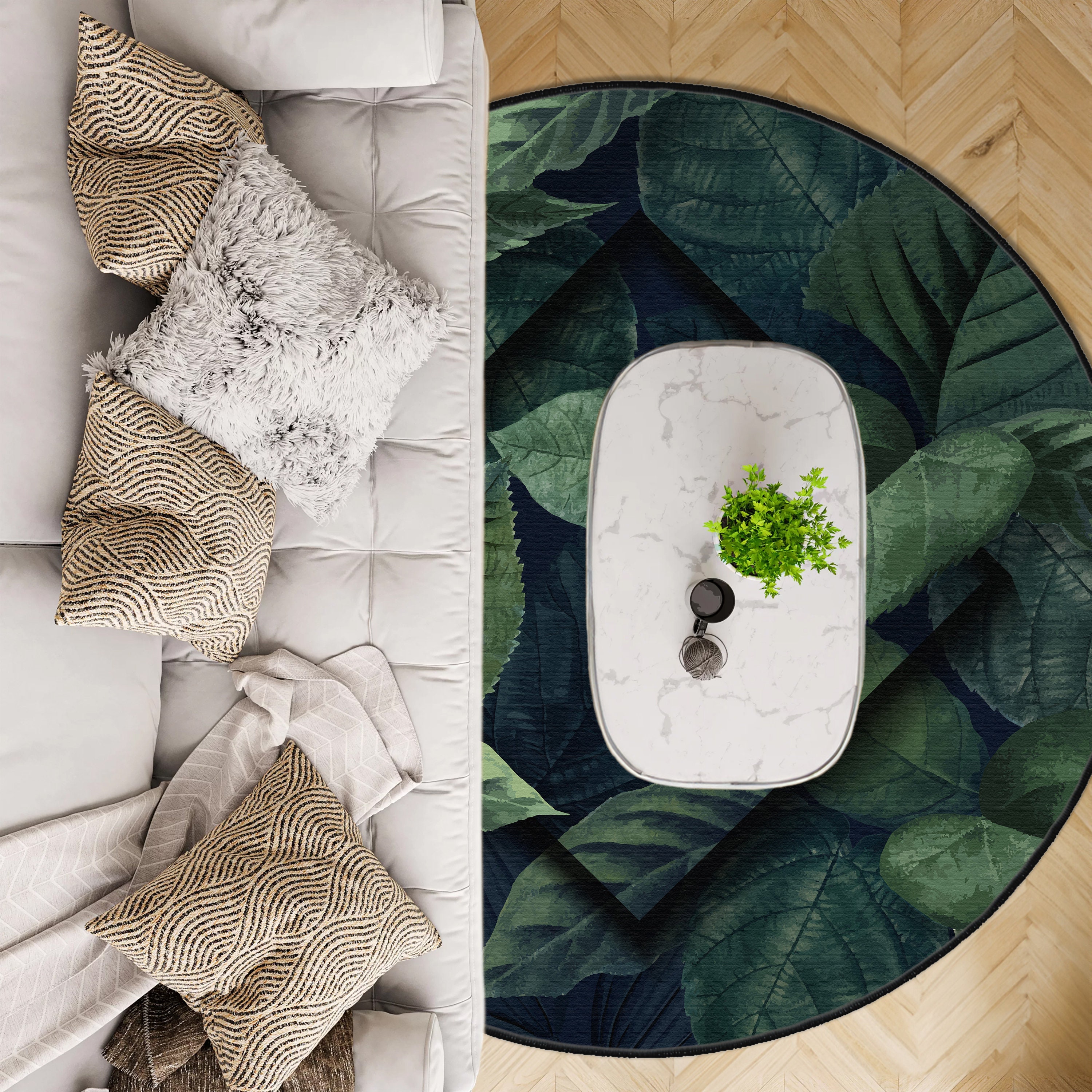 Exotic Leaf Area Rug, Botanical Leaves Rug, Plant Paradise Non Slip ...