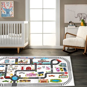 Road Pattern Kids Carpet, Race Track Play Carpet, Driveway Pattern ...