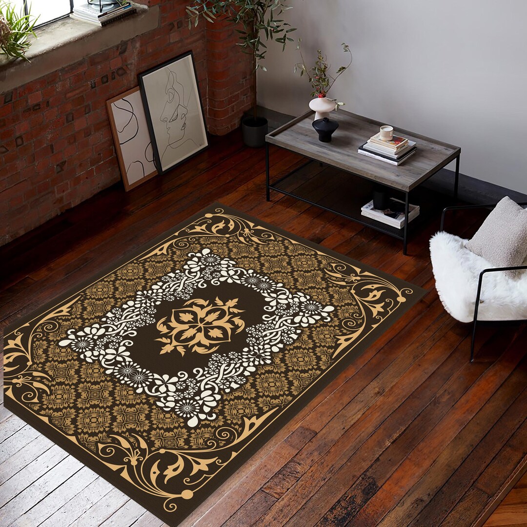 Brown Rug, Beige Floral Carpet, Vintage Pattern Rug, Vintage Brown ...