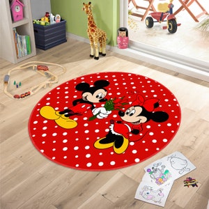 Minnie Mouse Rug, Cute Mickey Mouse Carpets, Baby Playroom Mat, Mickey ...