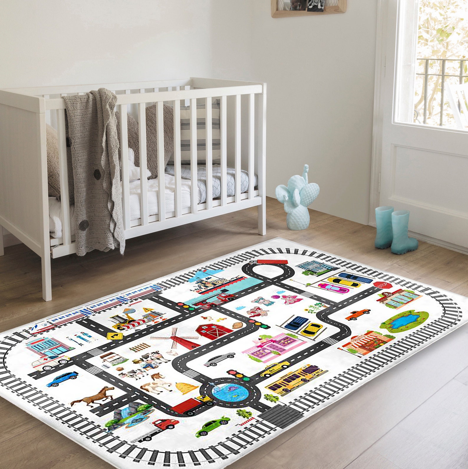 Road Pattern Kids Carpet, Race Track Play Carpet, Driveway Pattern ...