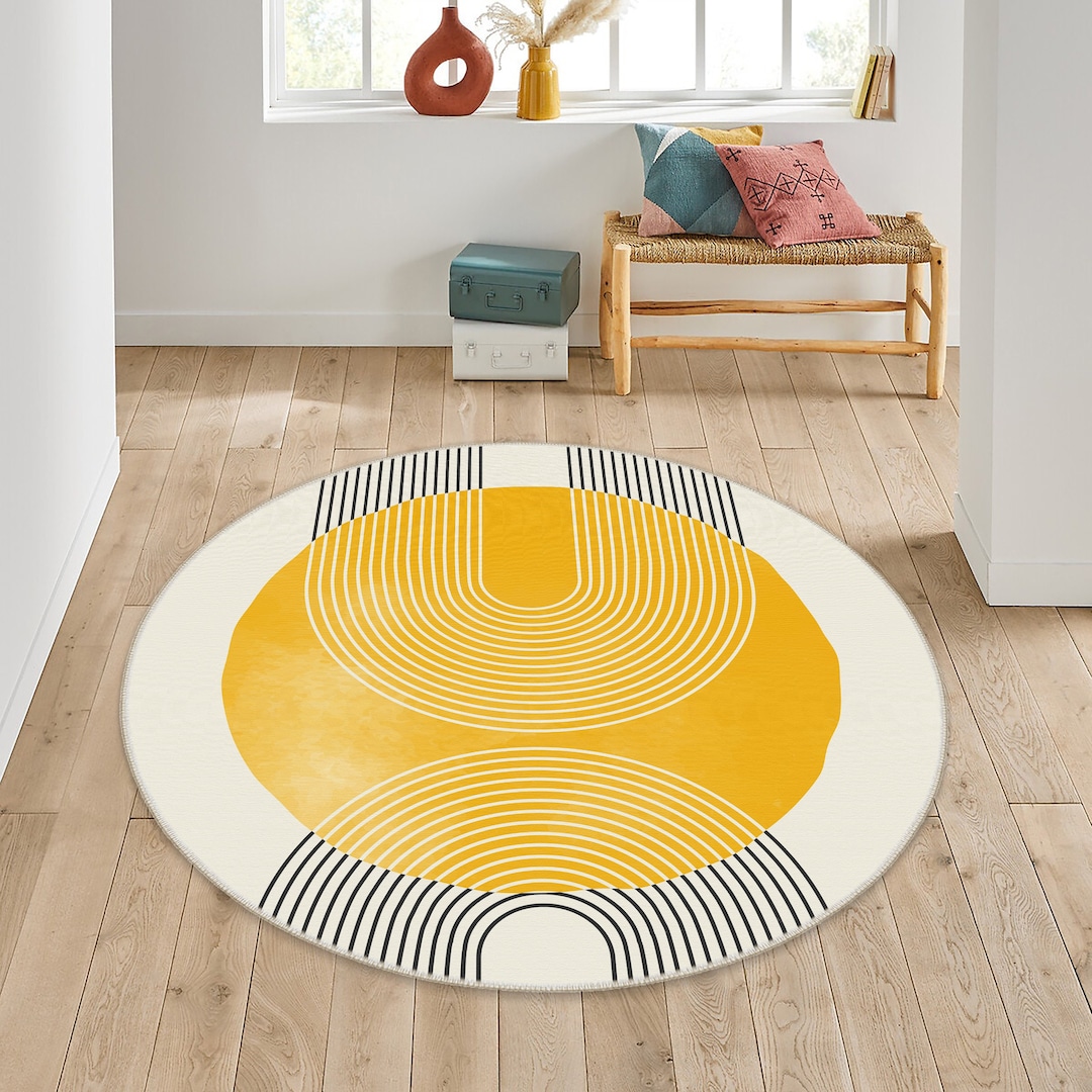 Abstract Round Rug, Onedraw Floor Rug, Decorative Circle Carpet ...