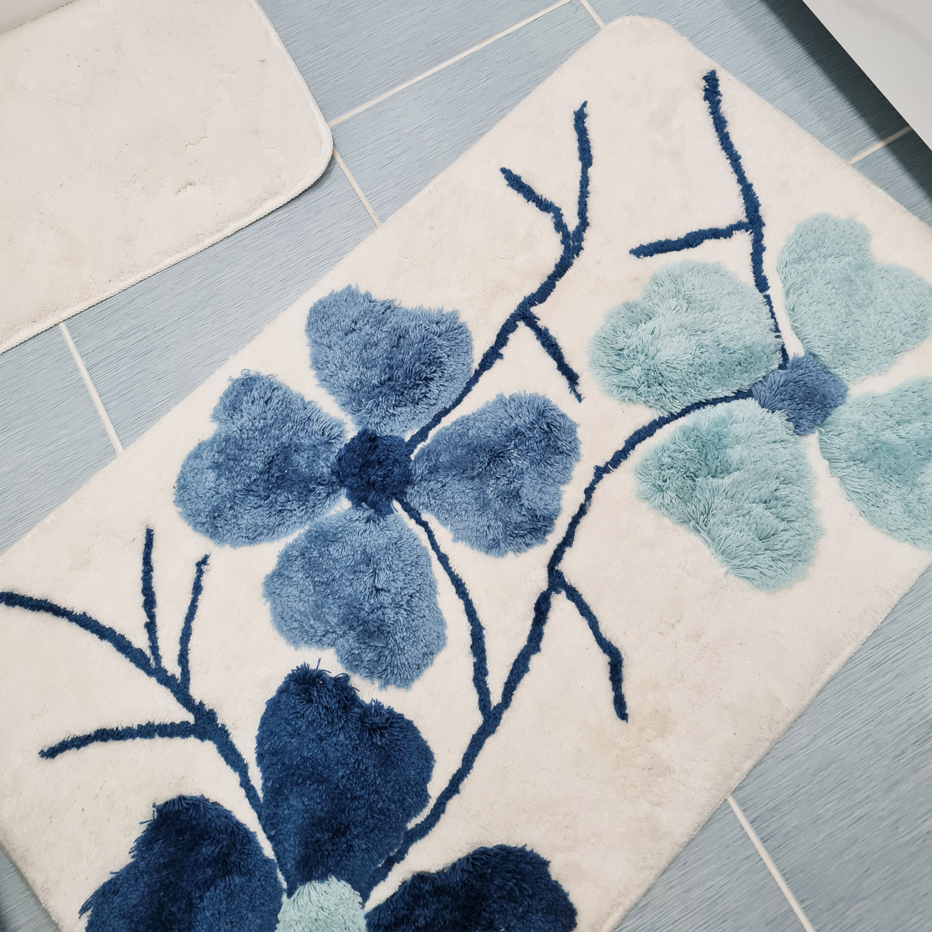 Blue 3-piece Bath Mat Set, Colorful Toilet Seat, Decorative Bath Mat ...