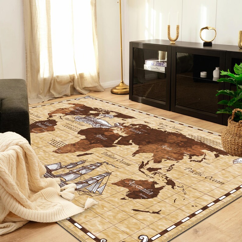 World Map Education Rug, World Map Rug, World Map Carpet, Old World Map ...