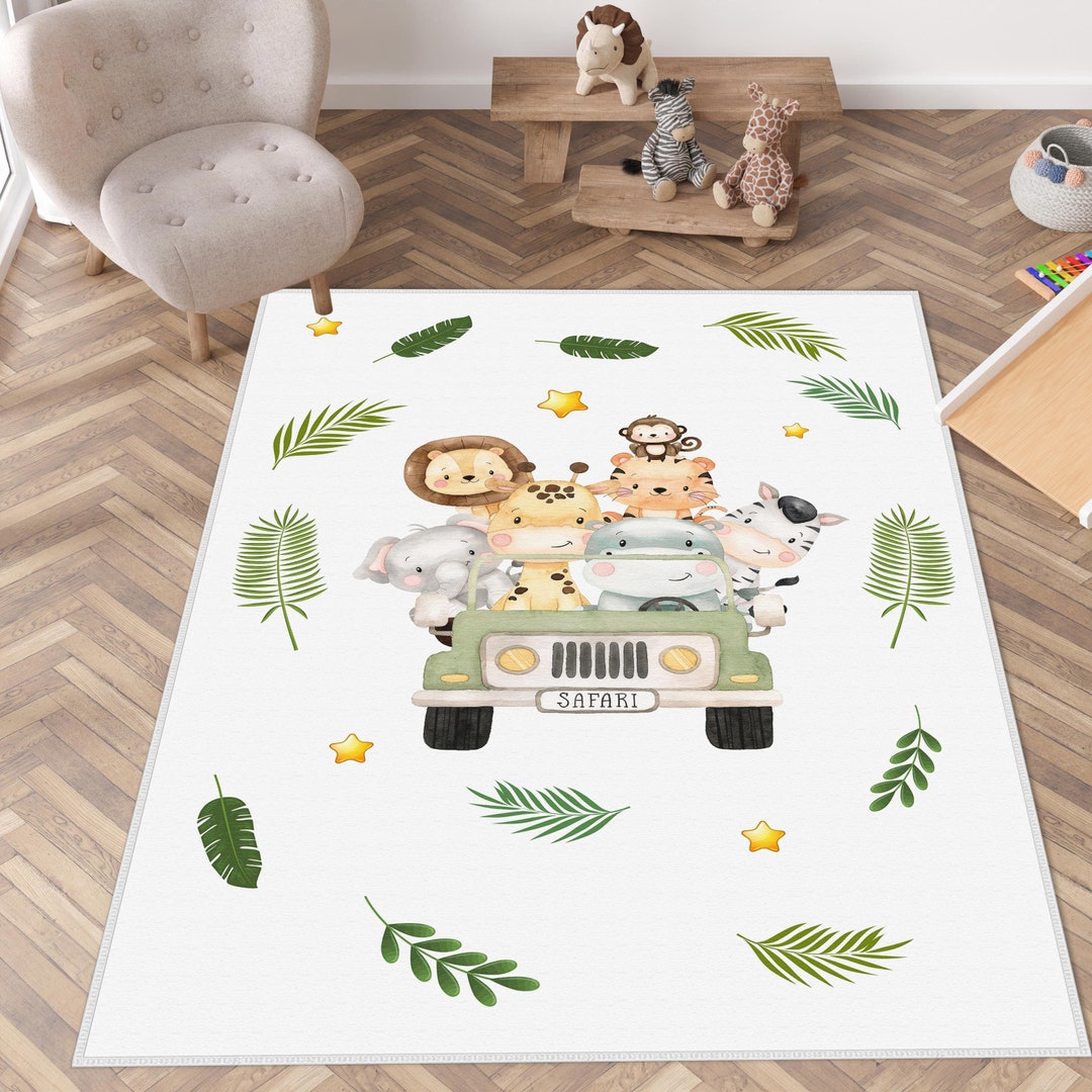 Safari Rug for Kids Room, Safari Kids Room Decor, Rugs for Kids, Boys ...