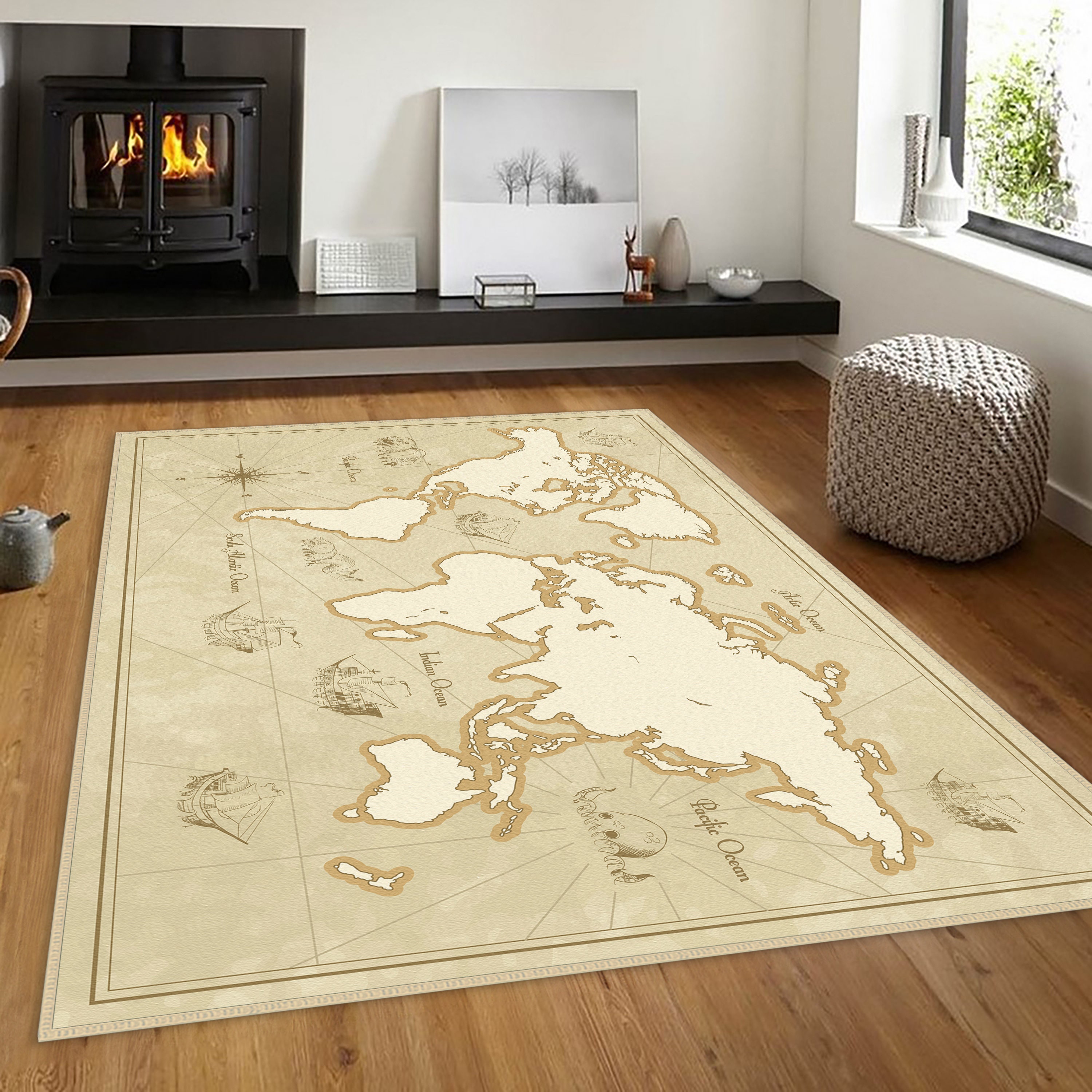World Map Rug, School Education Rugs, Earth Map Mat, World Map Carpet ...