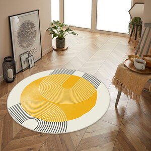 Abstract Round Rug, Onedraw Floor Rug, Decorative Circle Carpet ...