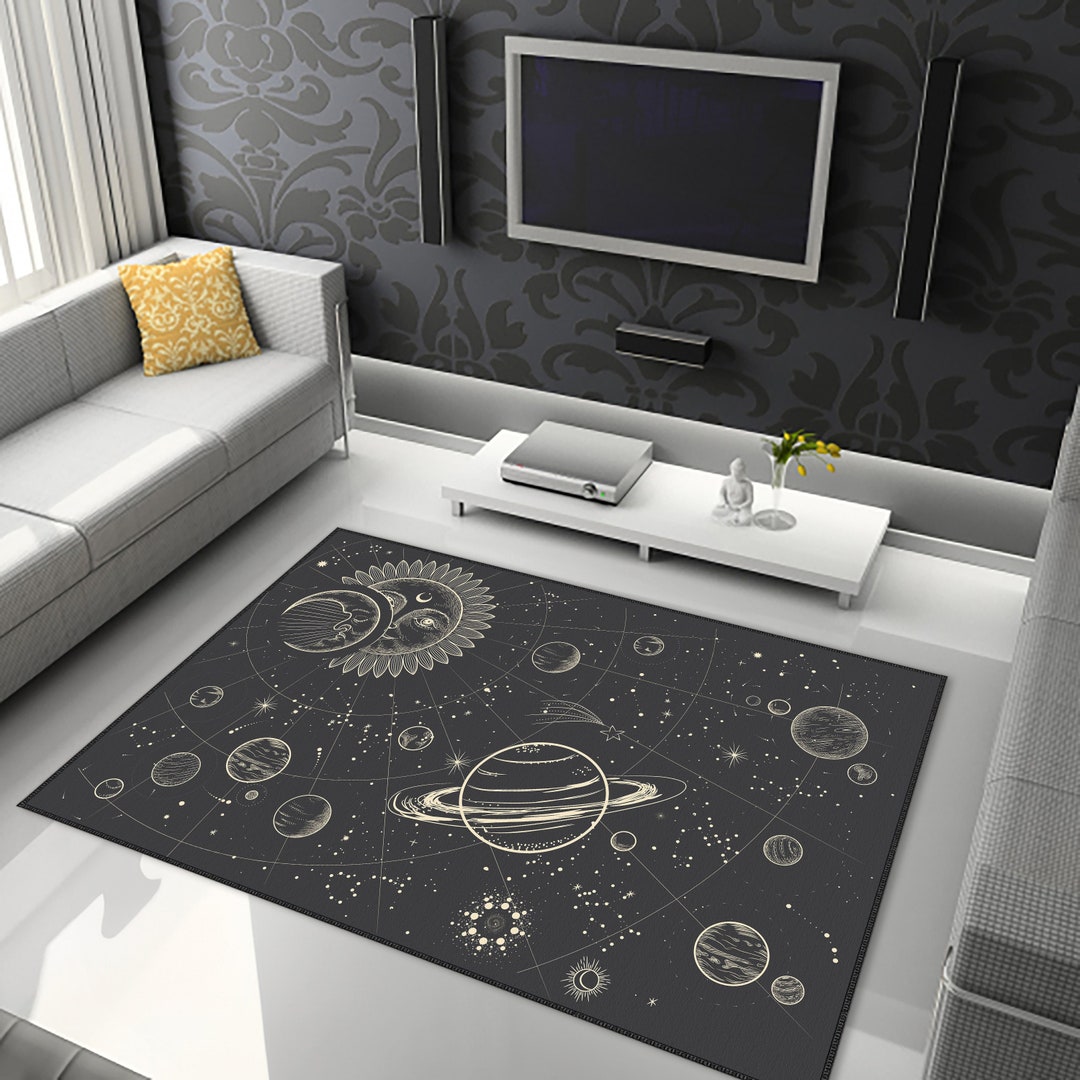Solar System Rug, Space Design Rug, Planet Carpets, Sun and World Rug ...