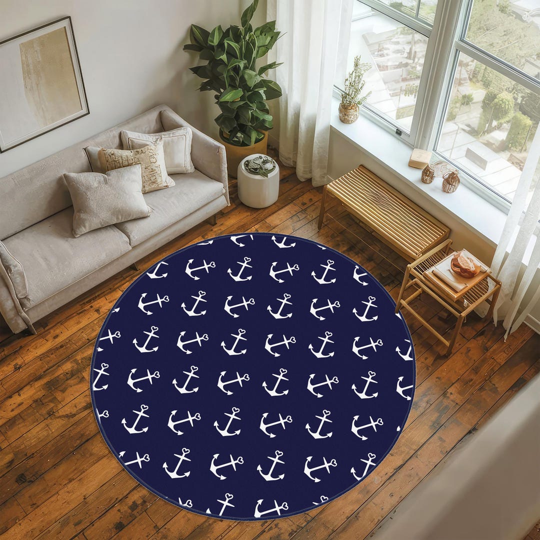 Anchor Carpet, Anchor Area Rug, Marina Mat, Navy Blue Marina Carpet ...