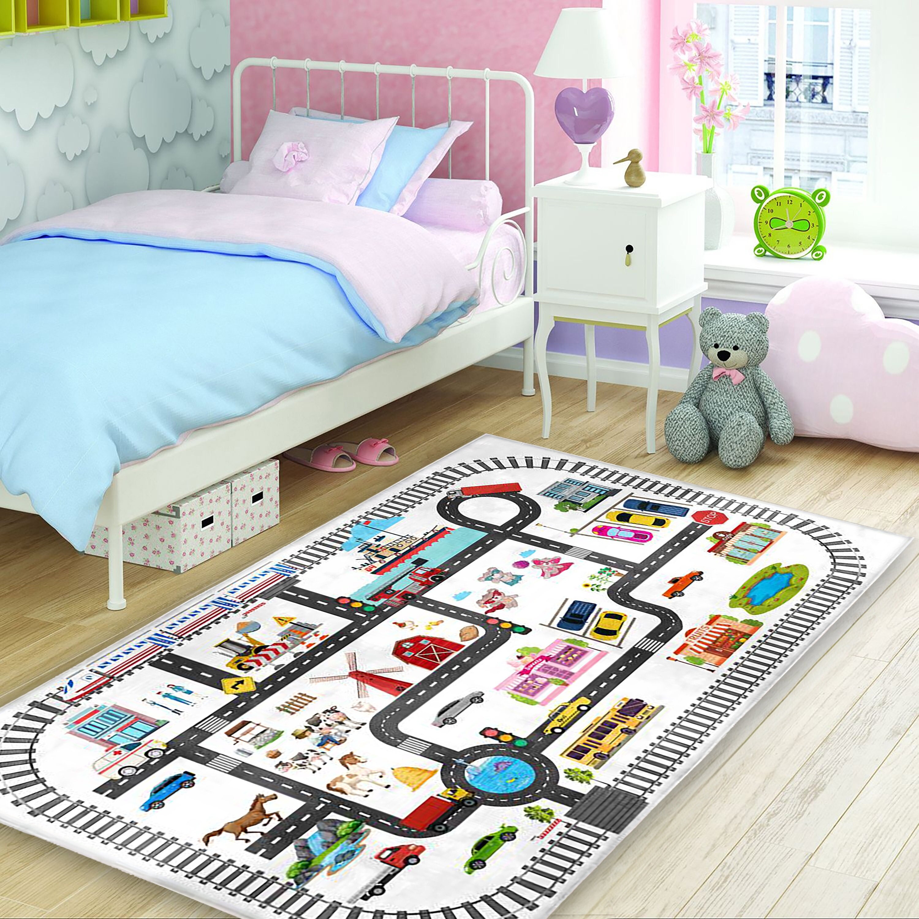 Road Pattern Kids Carpet, Race Track Play Carpet, Driveway Pattern ...