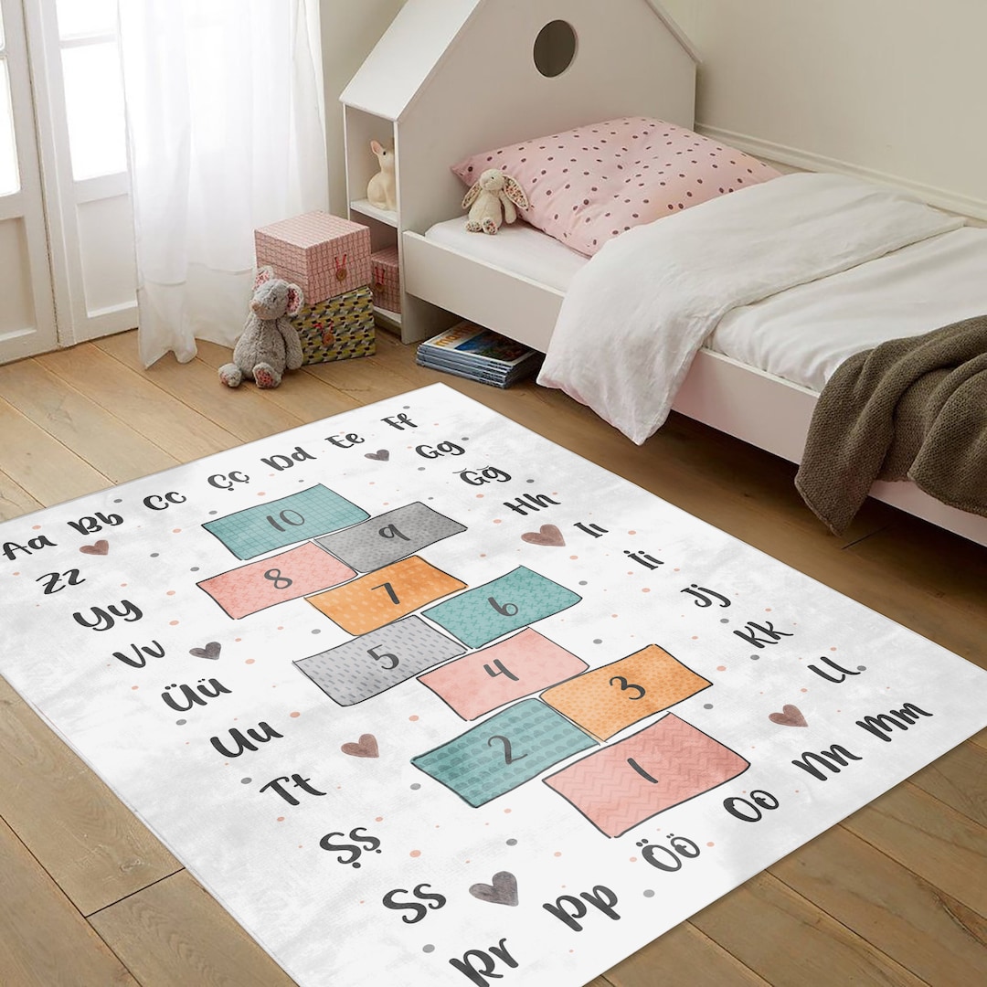 Hopscotch Kids Carpets, ABC Kids Room Carpet, Fun Play Mat, Crawling ...