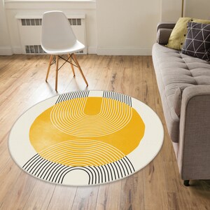Abstract Round Rug, Onedraw Floor Rug, Decorative Circle Carpet ...