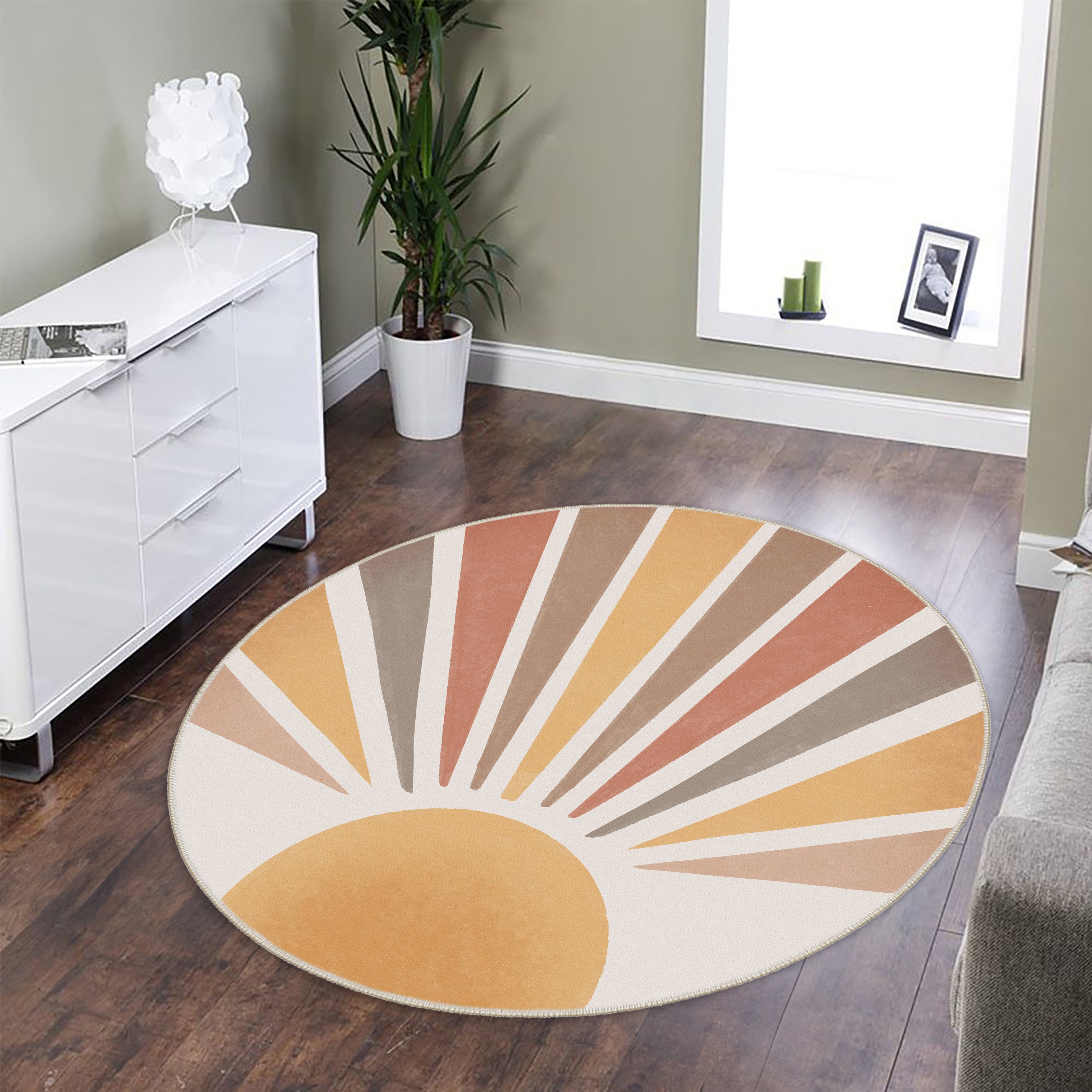 Sun Round Rug, Abstract Sun Carpet, Sunrise Boho Rug, Boho Sun Logo Rug ...