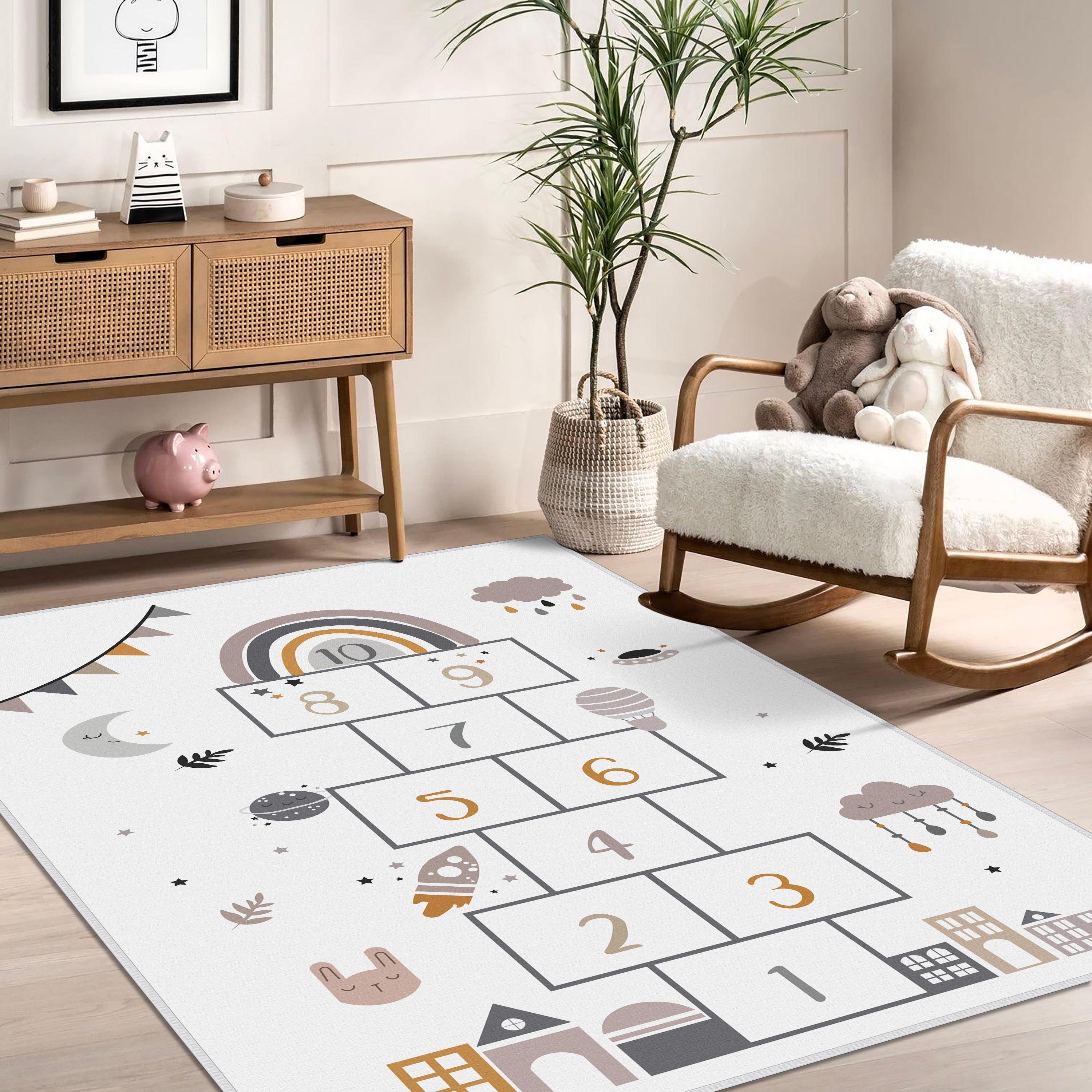 Hopscotch Play Area Rug,playroom Activity Non-slip Mat,kid's Room Game ...