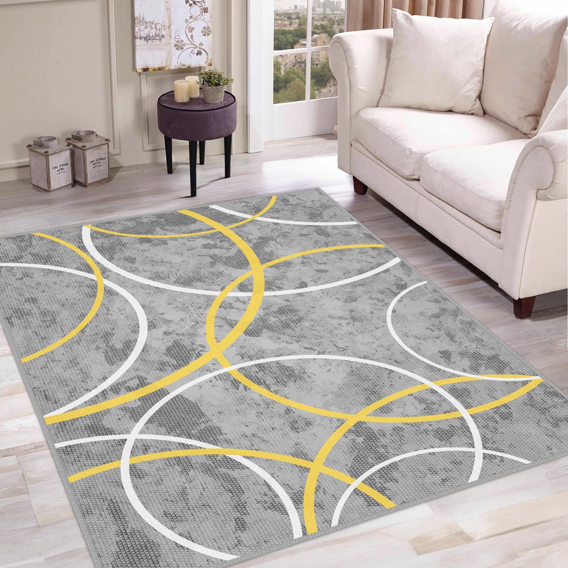 Gray Living Room Area Rug,gray Carpet,geometric Bedroom Rug,gray ...