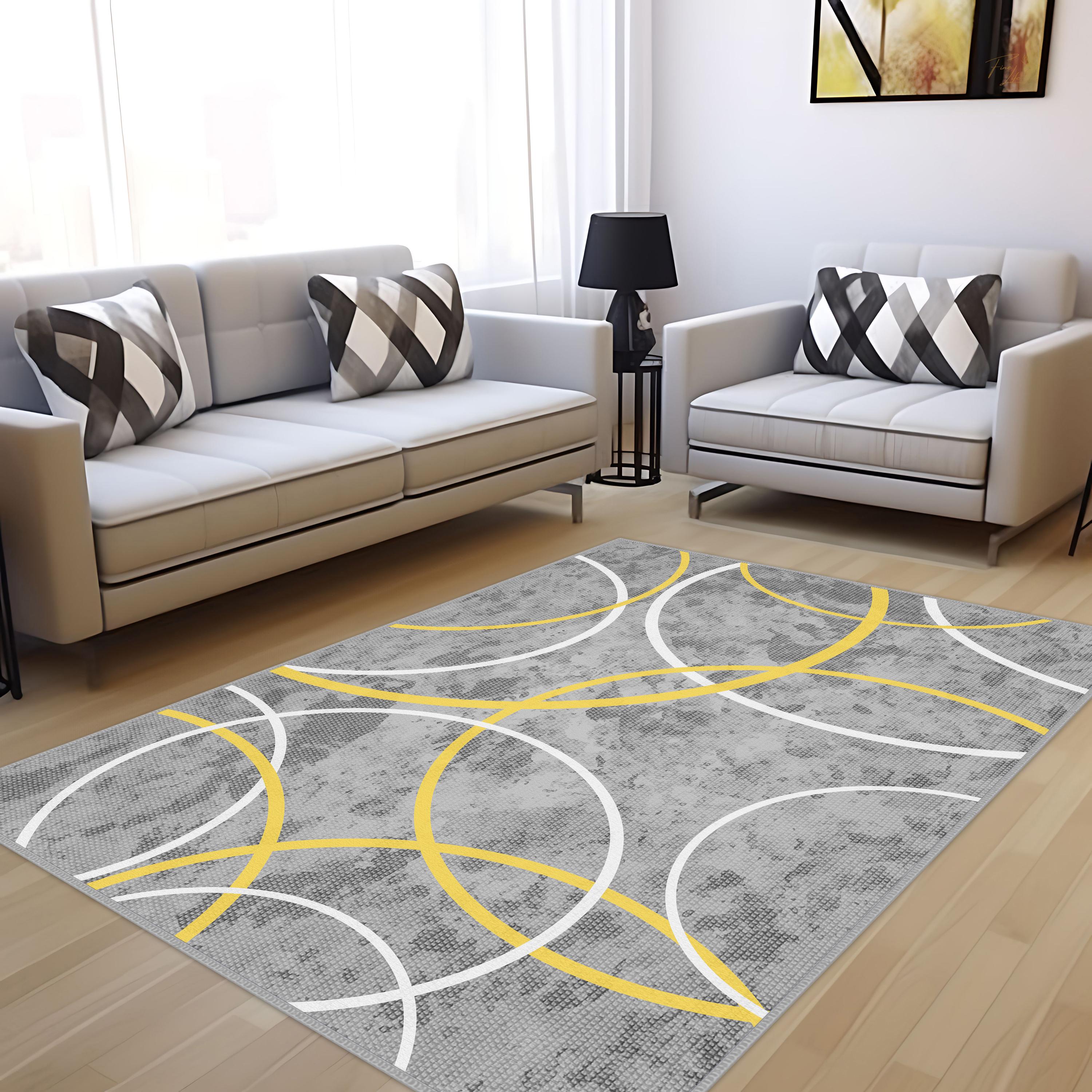 Gray Living Room Area Rug,gray Carpet,geometric Bedroom Rug,gray ...