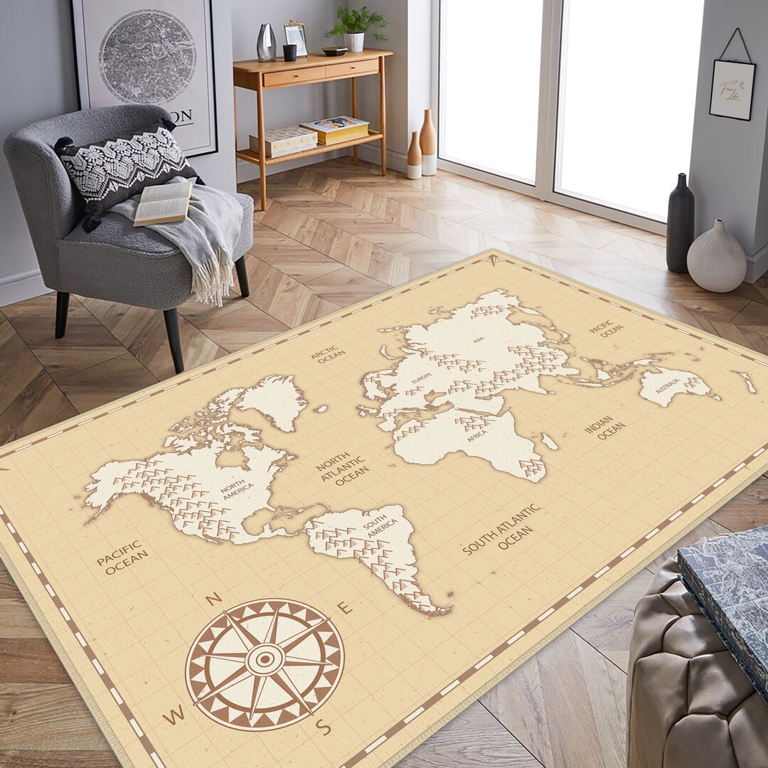 World Map Education Rug, World Map Rug, Earth Map, World Map Carpets ...
