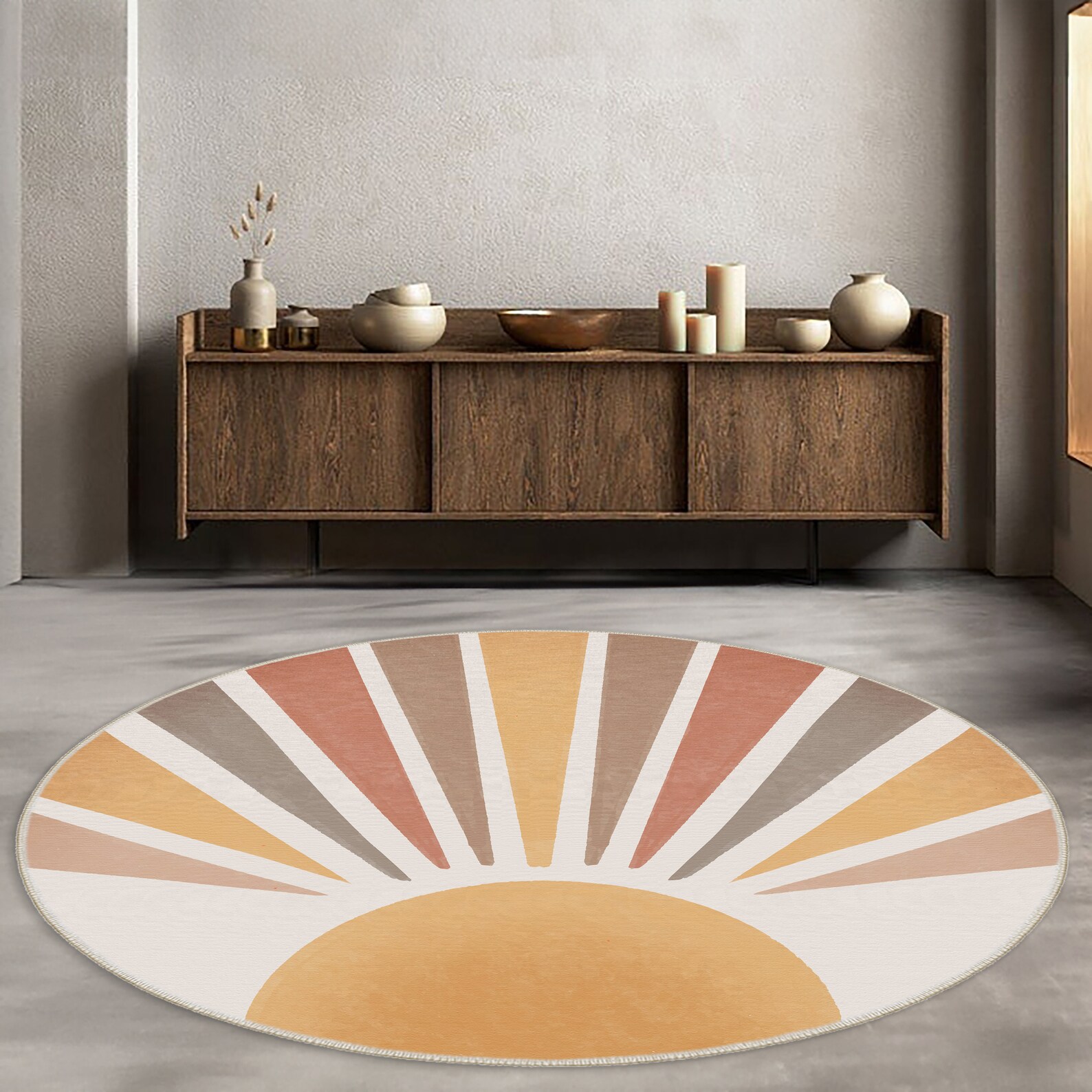 Sun Round Rug, Abstract Sun Carpet, Sunrise Boho Rug, Boho Sun Logo Rug ...
