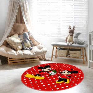 Minnie Mouse Rug, Cute Mickey Mouse Carpets, Baby Playroom Mat, Mickey ...