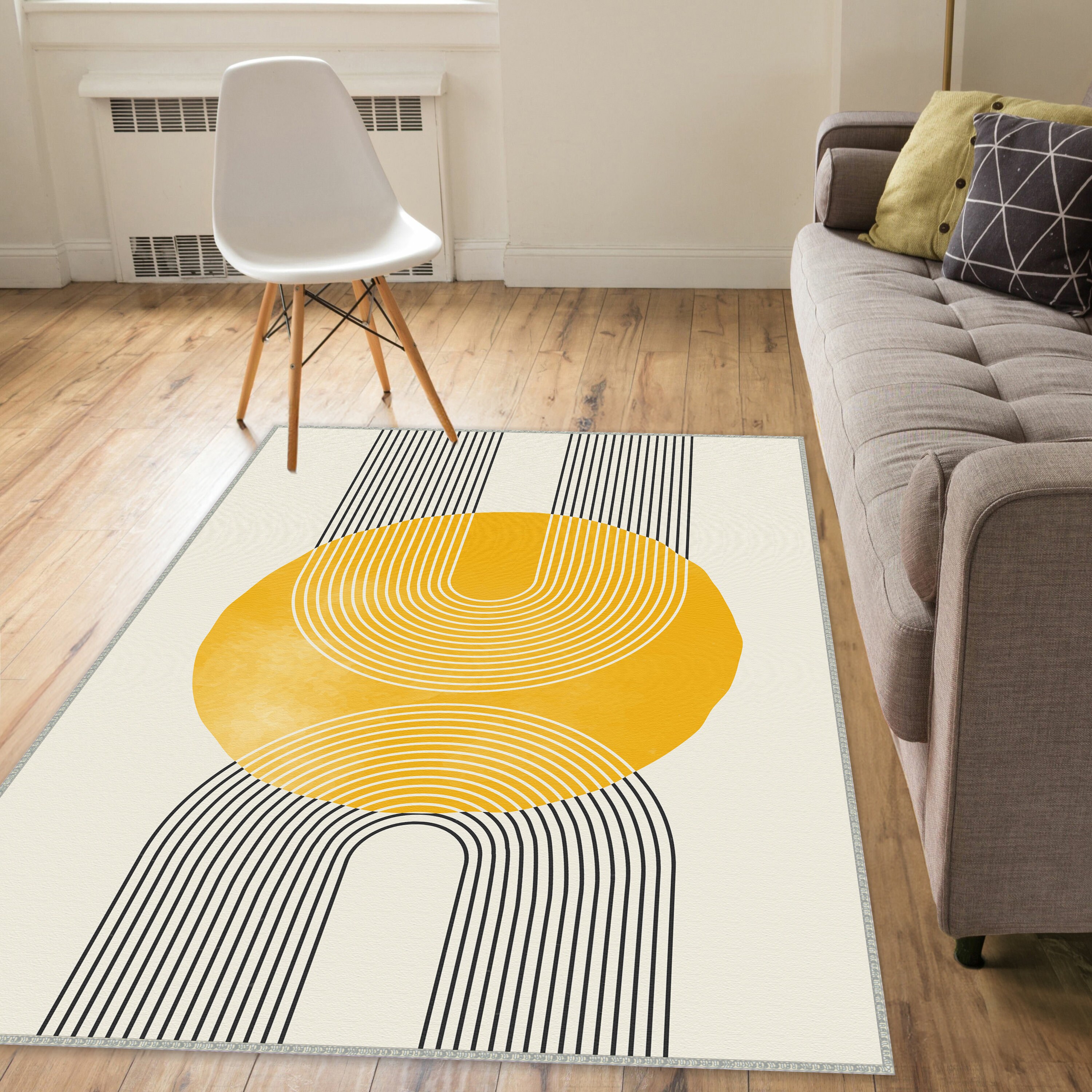 Abstract Shapes Modern Area Rug, Boho Home Decor Rug, Modern Art Rug ...