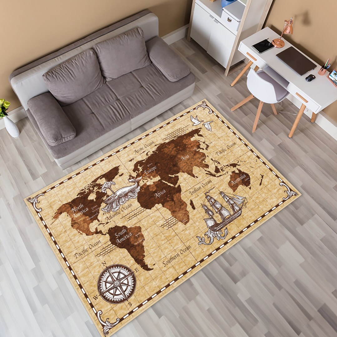 World Map Education Rug, Map Rug, World Map Rug, Scholl Rug, Home Decor ...