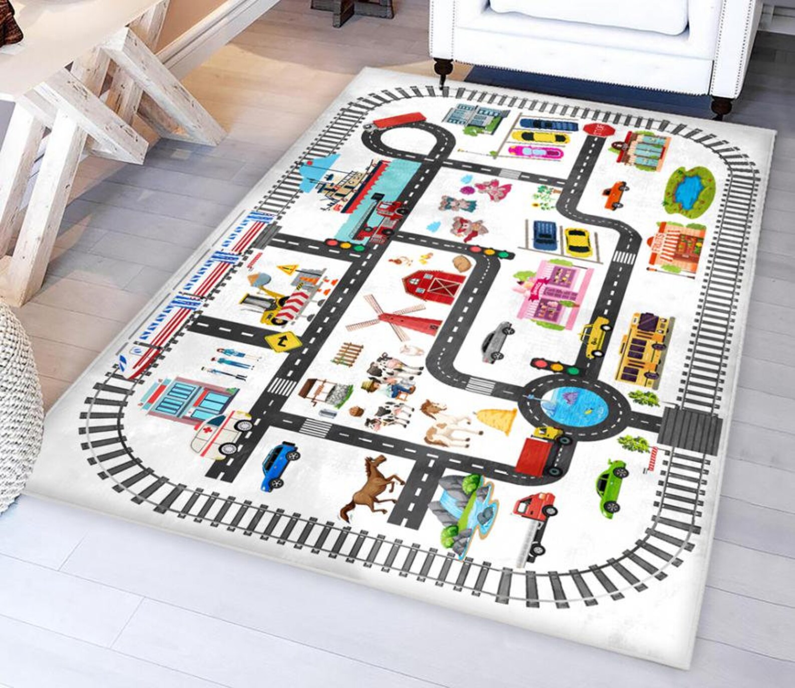 Road Pattern Kids Carpet, Race Track Play Carpet, Driveway Pattern ...
